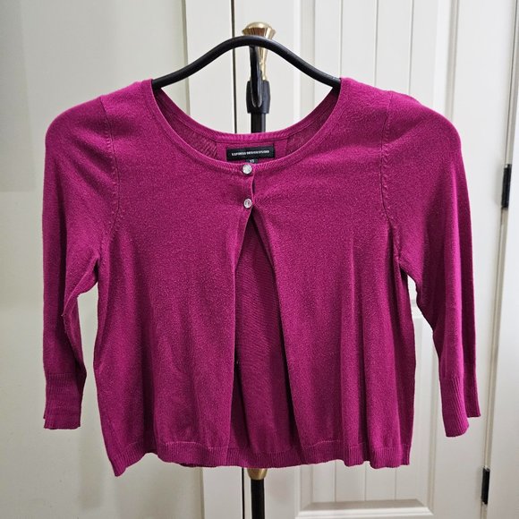 Express | Tops | Fuchsia Cropped Cardigan With Rhinestone Buttons ...